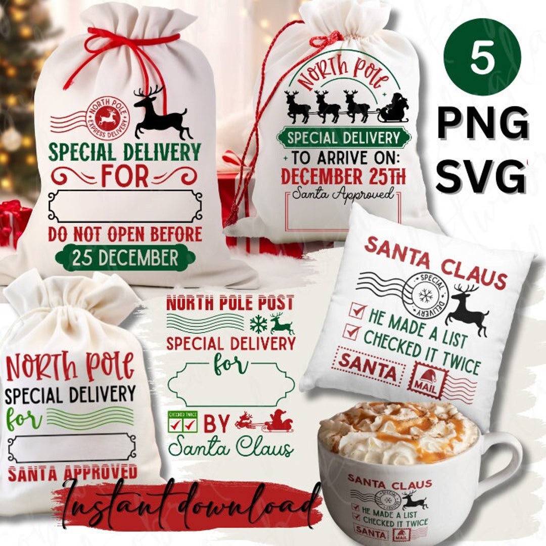 Santa Sack SVG File Bundle, North Pole Express,christmas Santa Sack Svg ...
