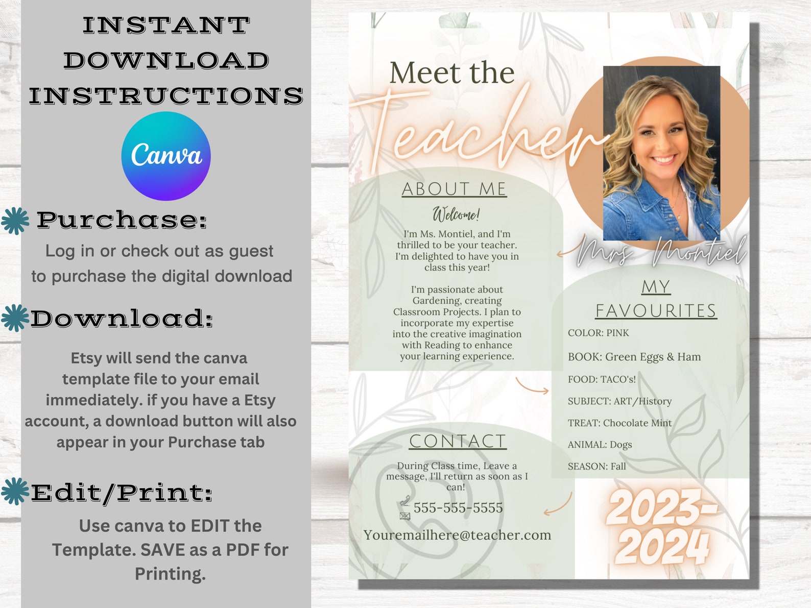 Meet the Teacher Template, Editable Teacher Printable, Boho Meet the ...