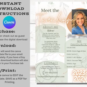Meet the Teacher Template, Editable Teacher Printable, Boho Meet the ...