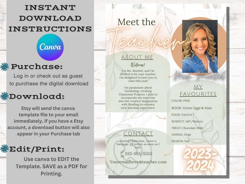 Meet the Teacher Template, Editable Teacher Printable, Boho Meet the ...