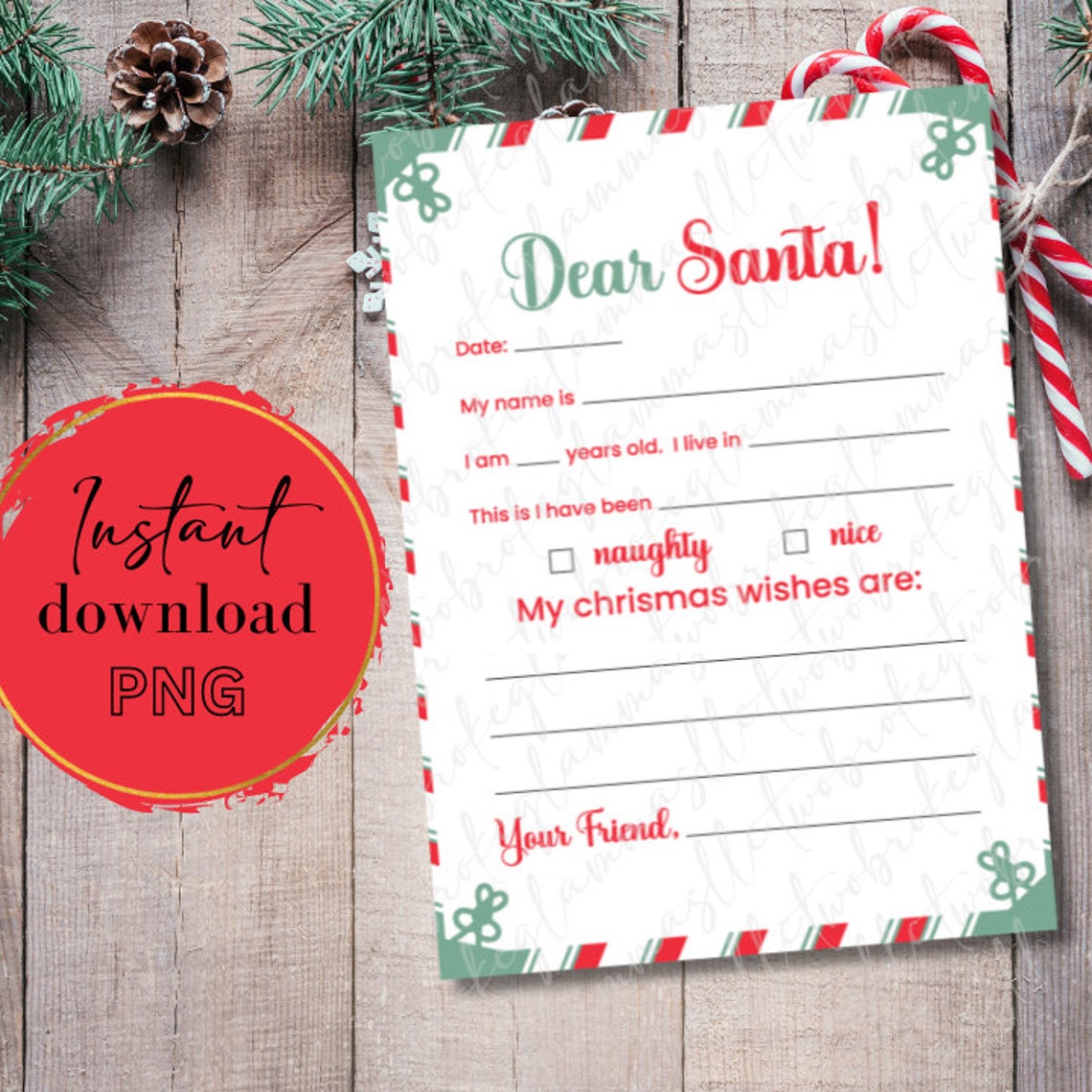 Letter to Santa Printable Easy to Print Letter to Santa Letter Instant ...