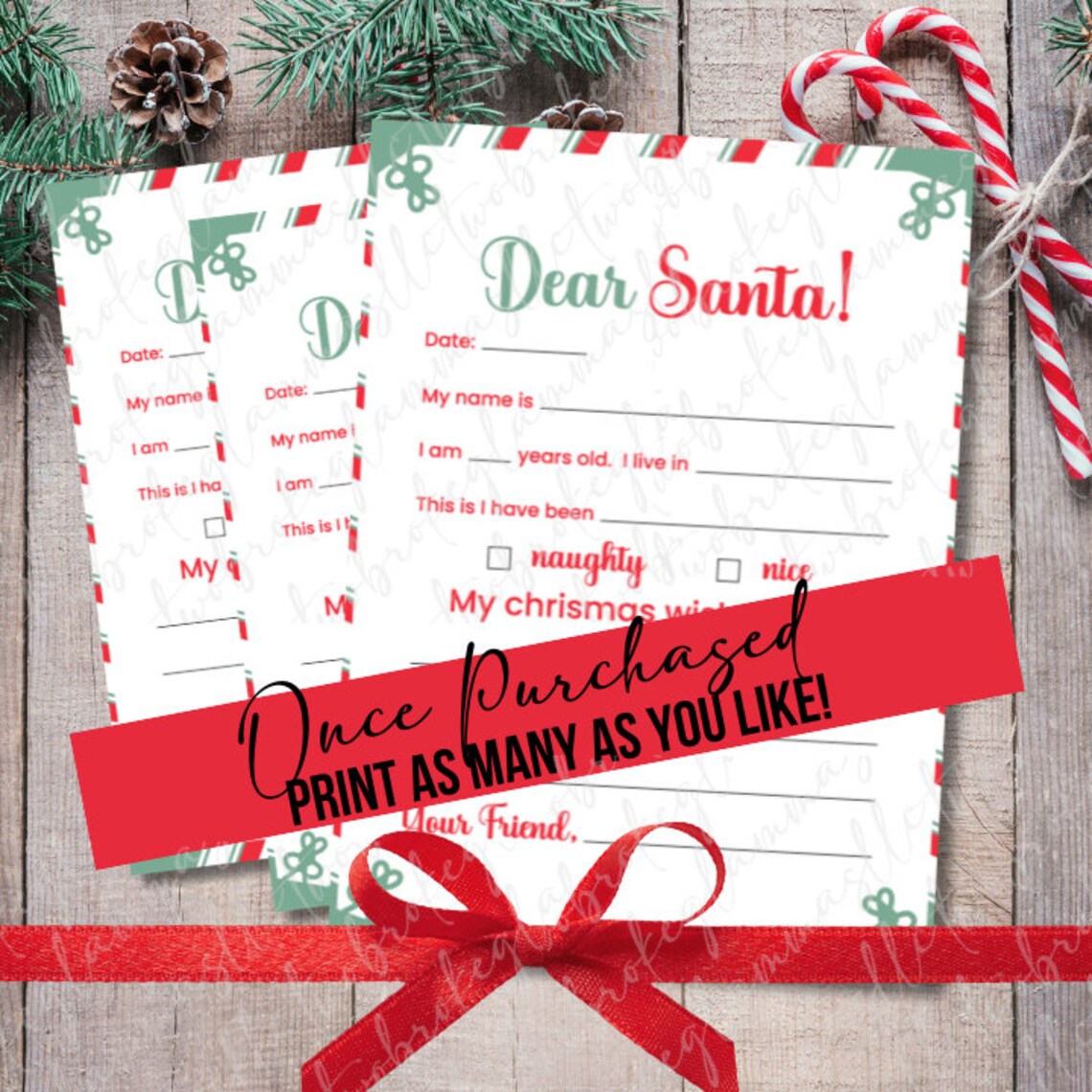 Letter to Santa Printable Easy to Print Letter to Santa Letter Instant ...