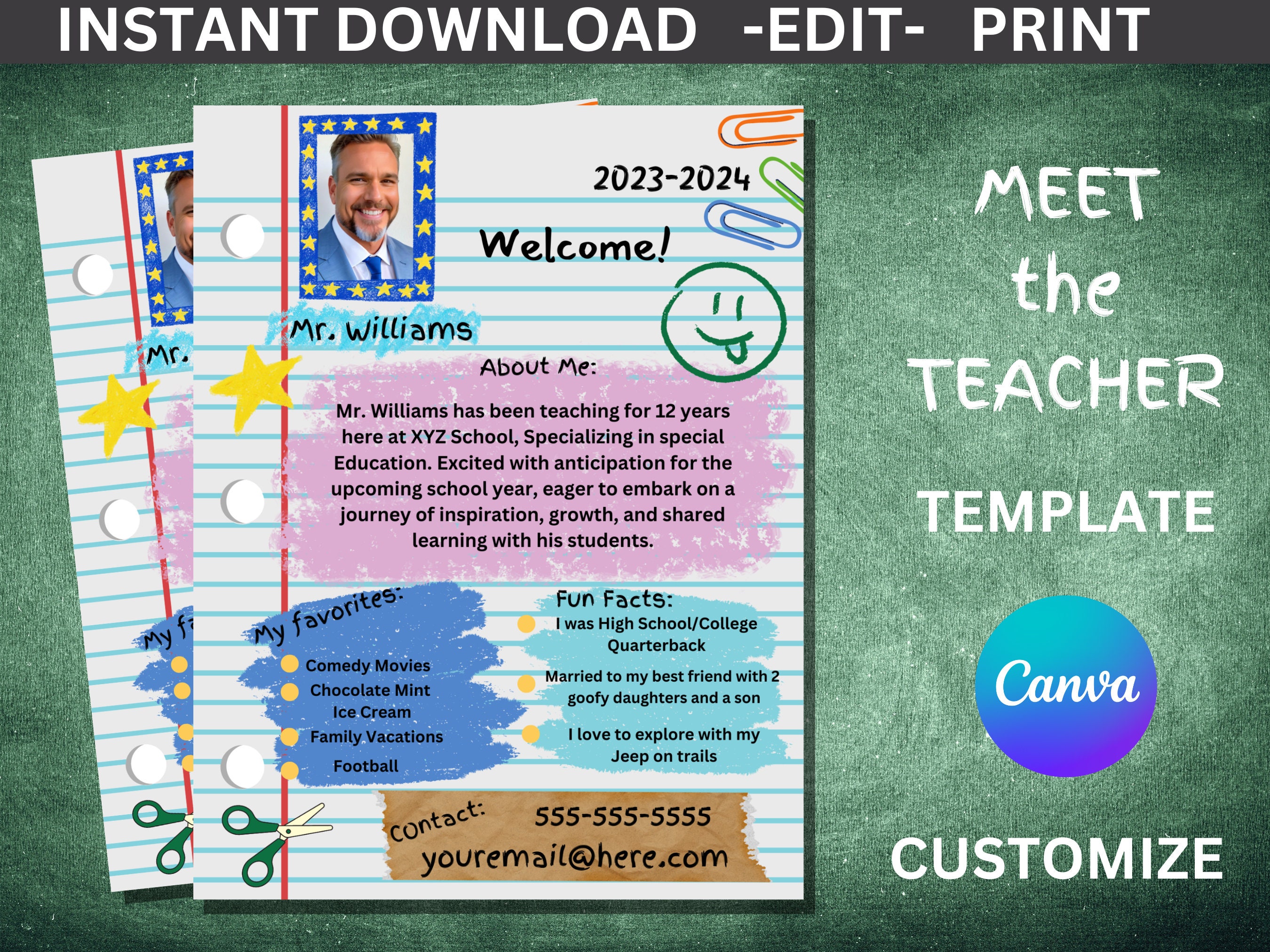 Meet the Teacher Template, Editable Teacher Printable, Boho Meet the ...
