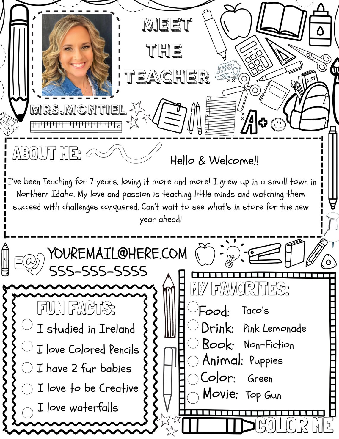 Meet the Teacher Template, Editable Teacher Printable, Open House ...