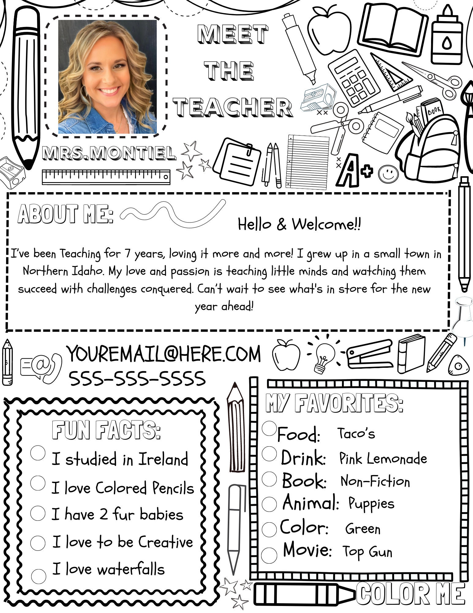 Meet the Teacher Template, Editable Teacher Printable, Open House ...