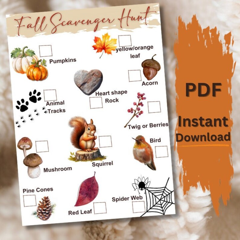 Fall Scavenger Hunt Activity for Kids Treasure Hunt at Home - Etsy
