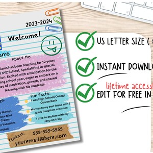 Meet the Teacher Template, Editable Teacher Printable, Boho Meet the ...