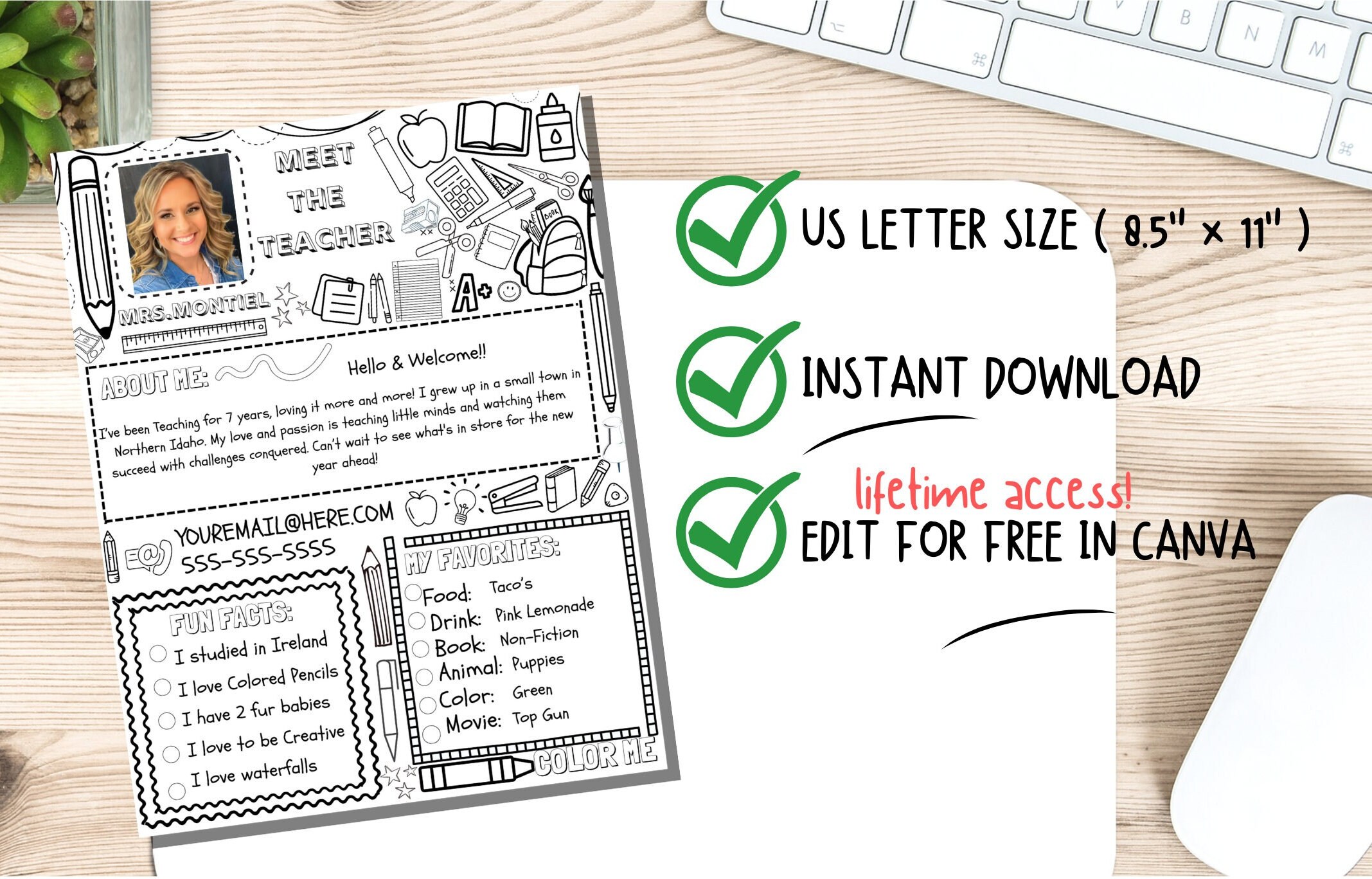 Meet the Teacher Template, Editable Teacher Printable, Open House ...