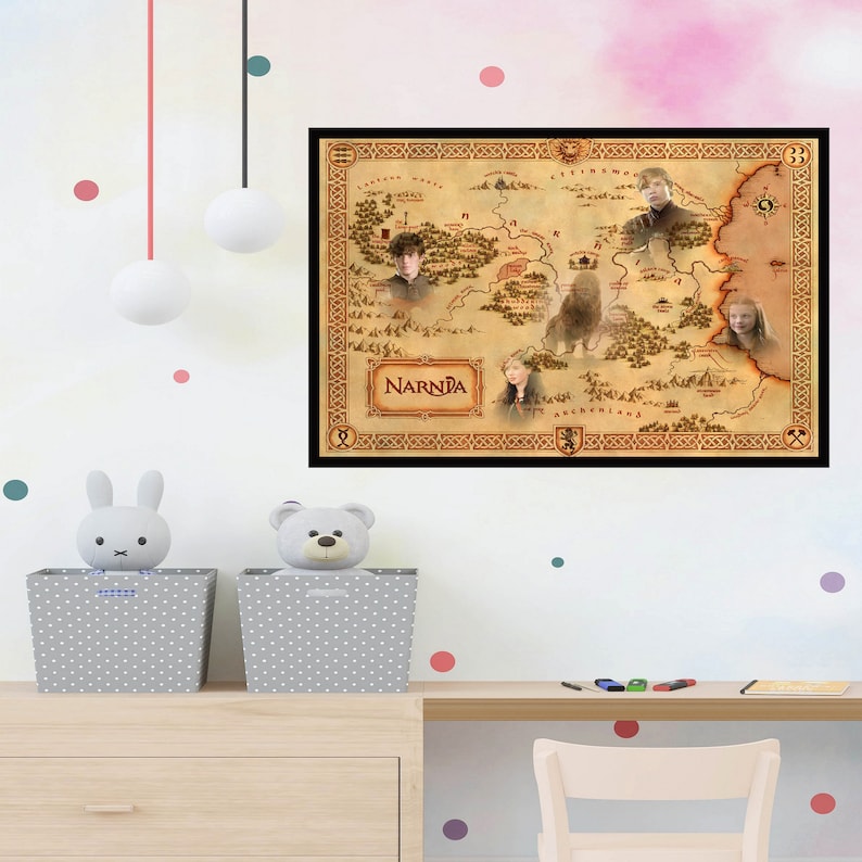 Chronicles Print, Narnia Art Print, Narnia Map Poster, Narnia Map With ...