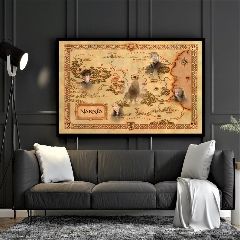 Chronicles Print, Narnia Art Print, Narnia Map Poster, Narnia Map With ...