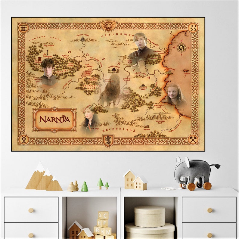 Chronicles Print, Narnia Art Print, Narnia Map Poster, Narnia Map With ...