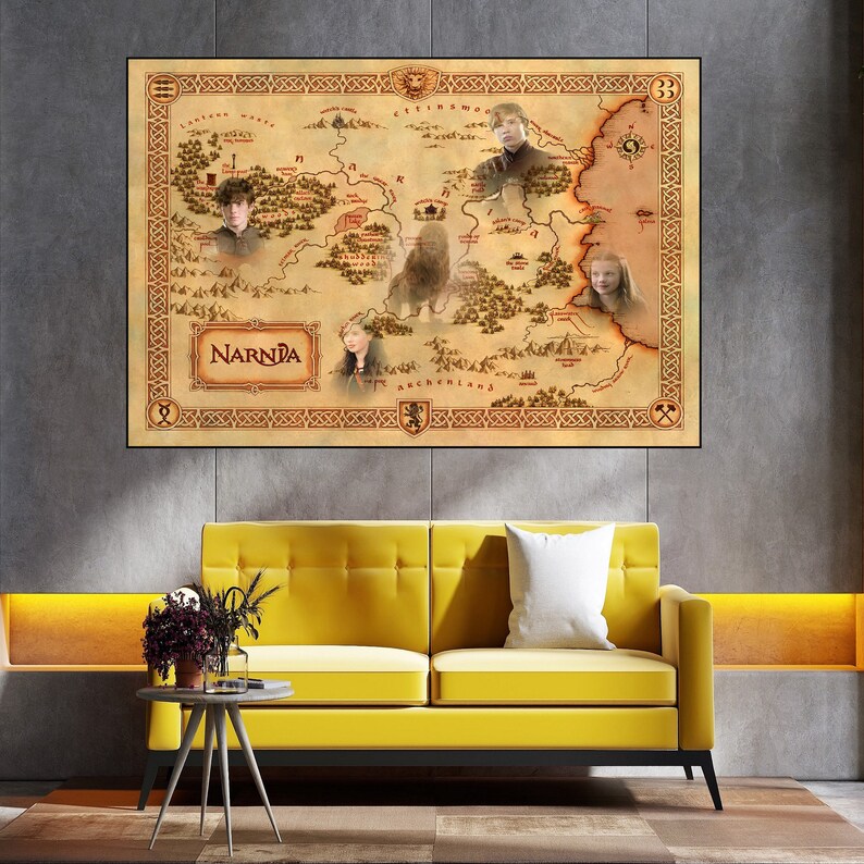 Chronicles Print, Narnia Art Print, Narnia Map Poster, Narnia Map With ...