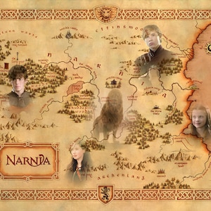 Chronicles Print, Narnia Art Print, Narnia Map Poster, Narnia Map With ...
