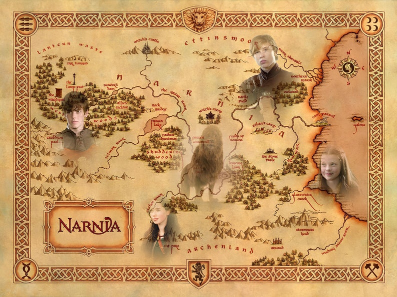 Chronicles Print, Narnia Art Print, Narnia Map Poster, Narnia Map With ...