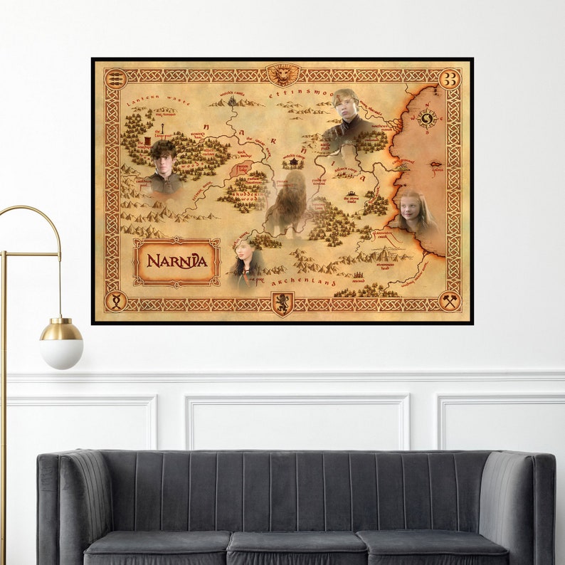 Chronicles Print, Narnia Art Print, Narnia Map Poster, Narnia Map With ...