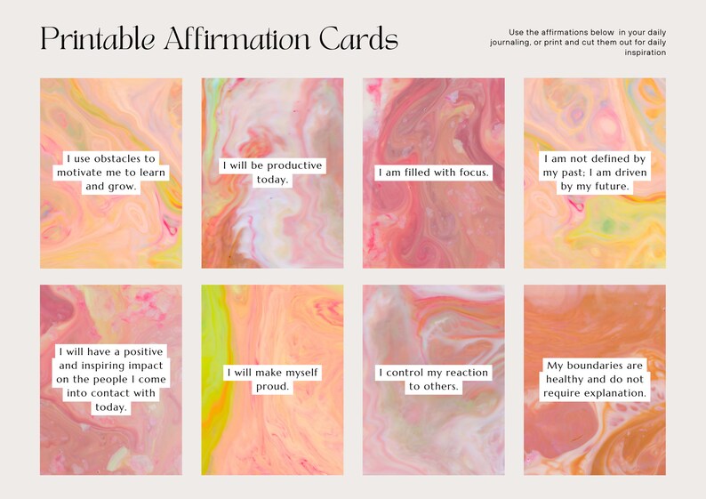 104 Printable Affirmation Cards | Affirmation Cards PDF | Instant ...