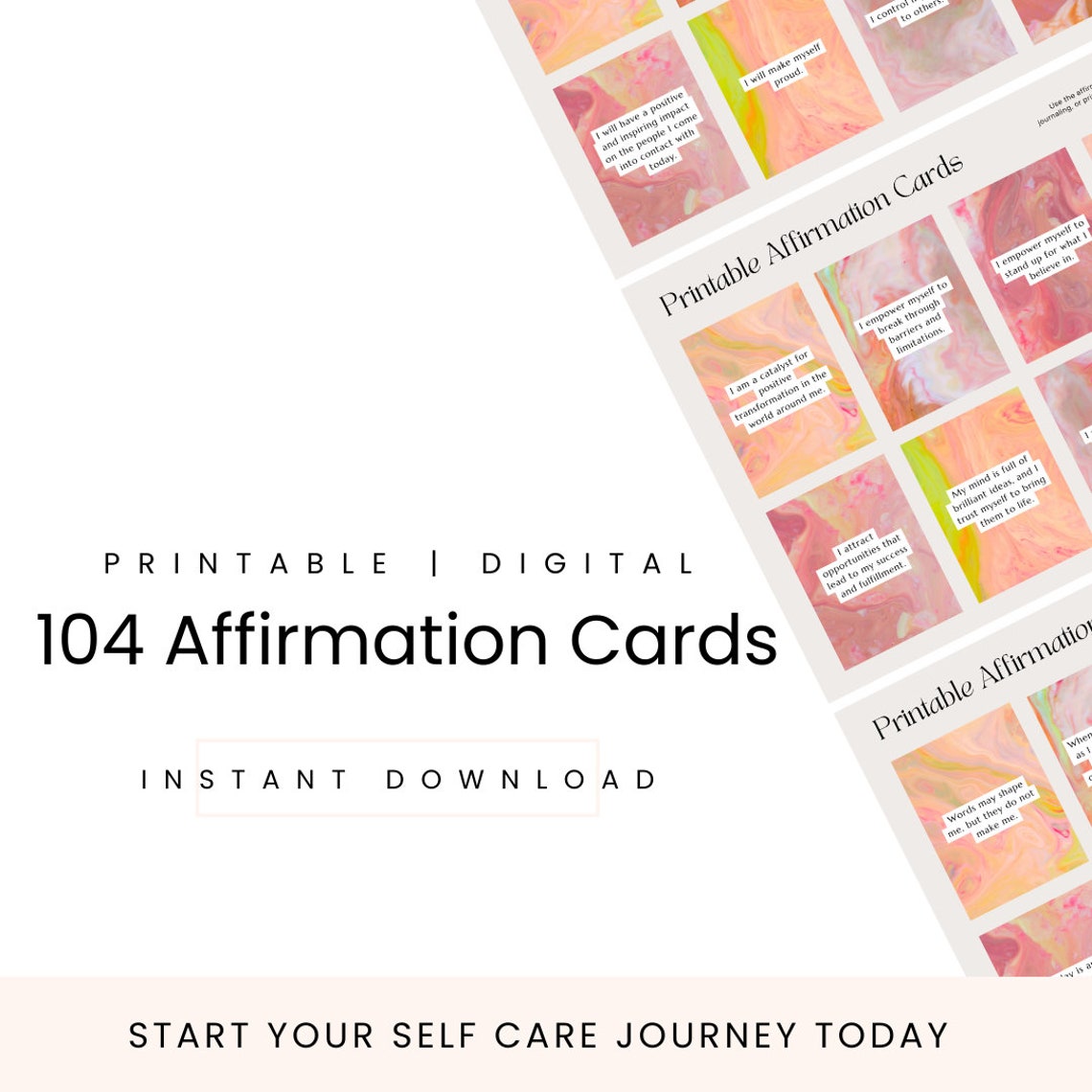 104 Printable Affirmation Cards | Affirmation Cards PDF | Instant ...