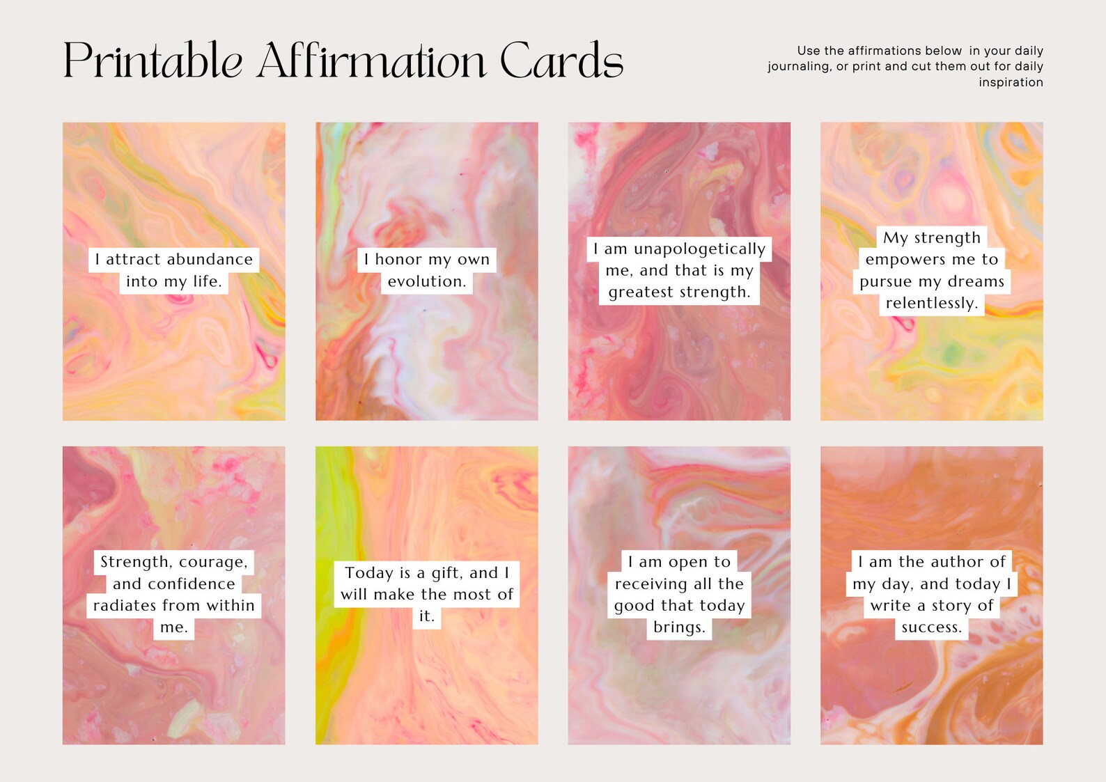 104 Printable Affirmation Cards | Affirmation Cards PDF | Instant ...
