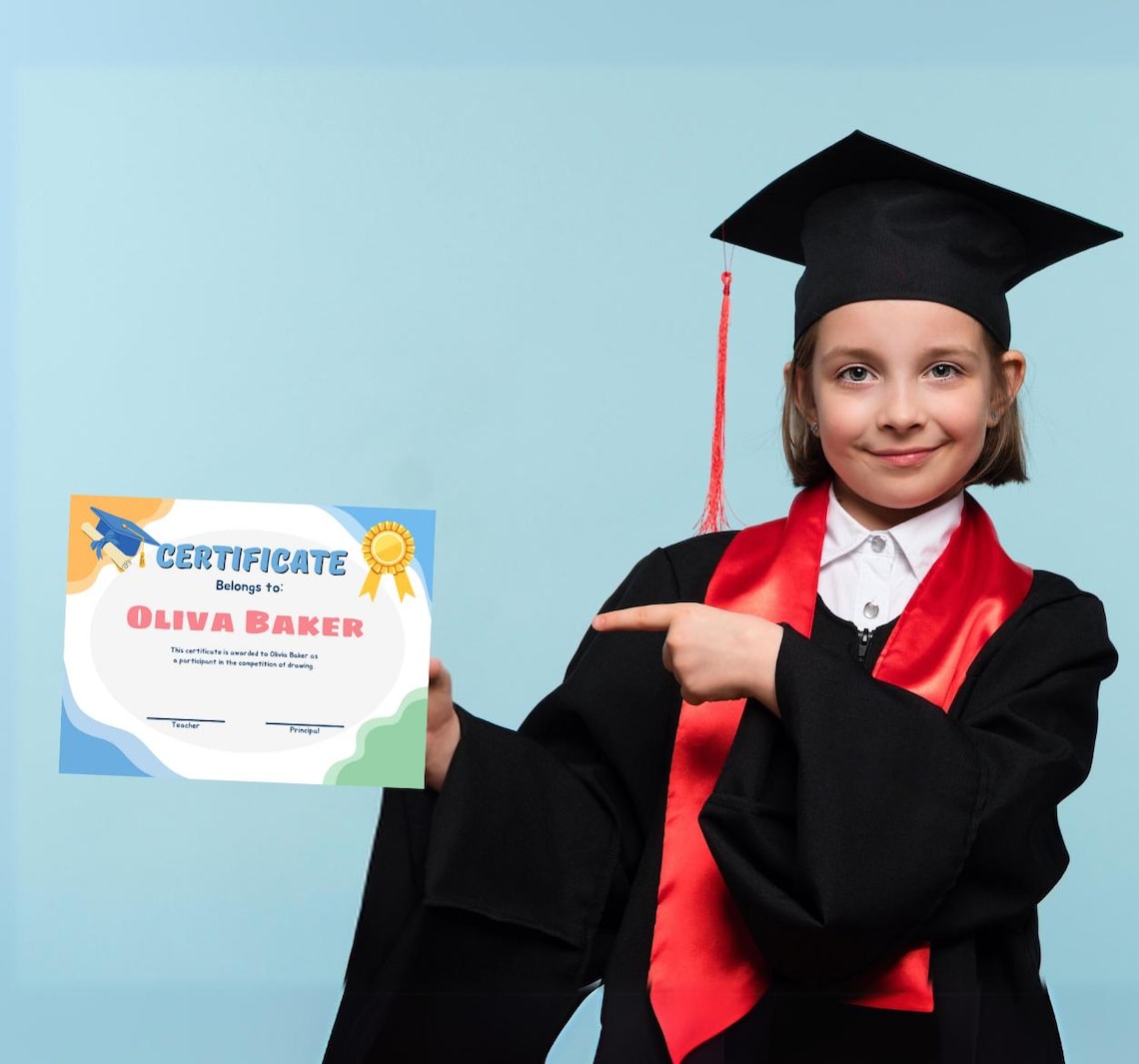 Certificate Template, Editable Class Diploma, Custom Elementary Award ...