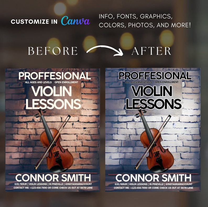 Violin Lesson Flyer Template, Editable Lesson Offer, Teaching Violin ...