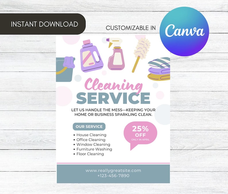 Cleaning Service Flyer Template, Editable Cleaners Offer, House ...