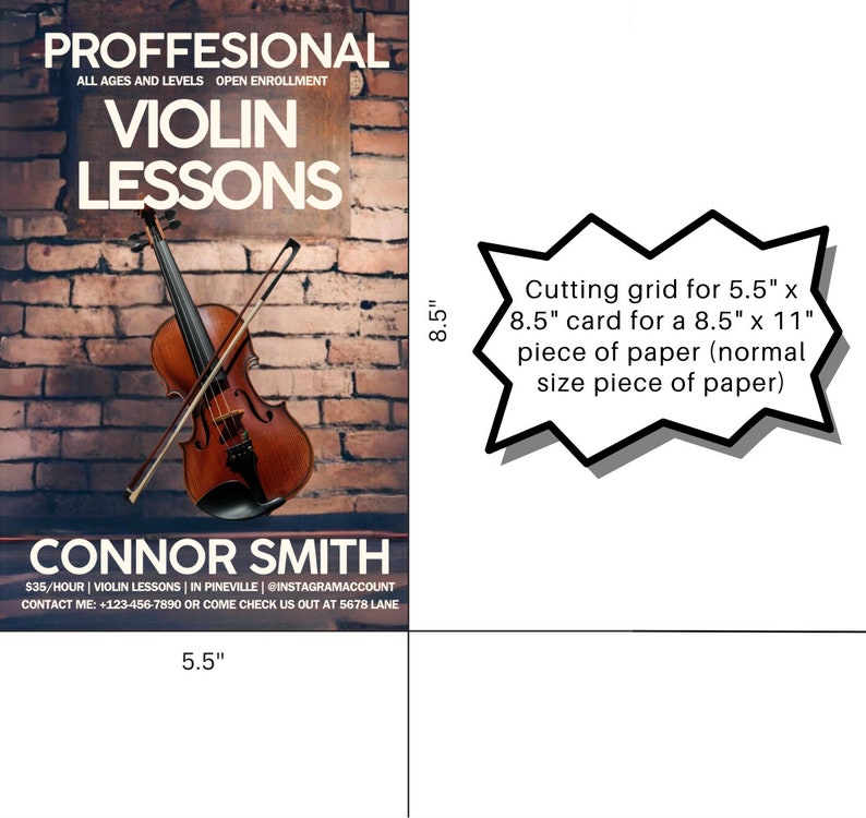 Violin Lesson Flyer Template, Music Teacher Ad, Editable Canva Design ...