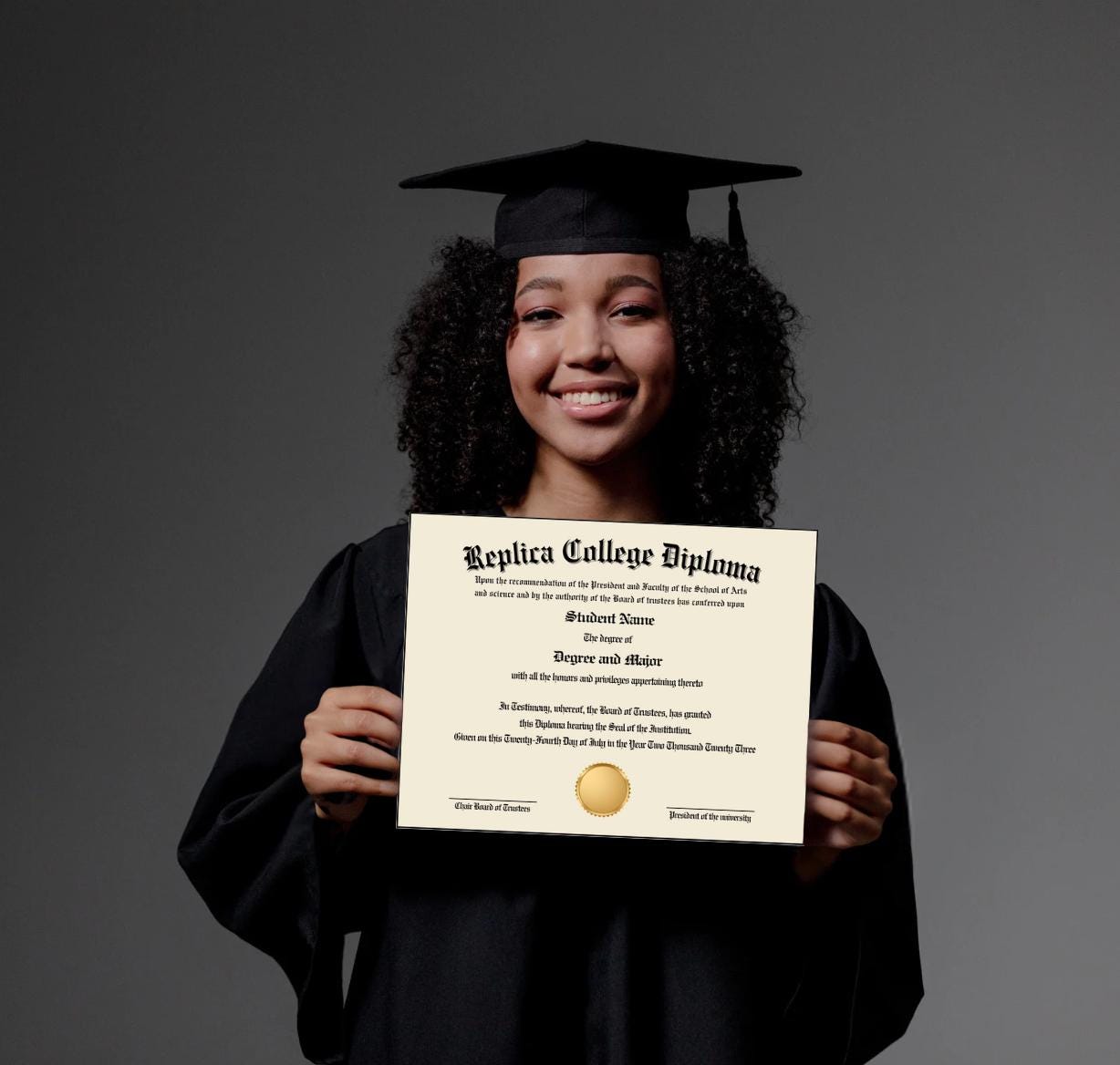 Diploma Template, Editable Diploma Replica, Custom Official Gold ...