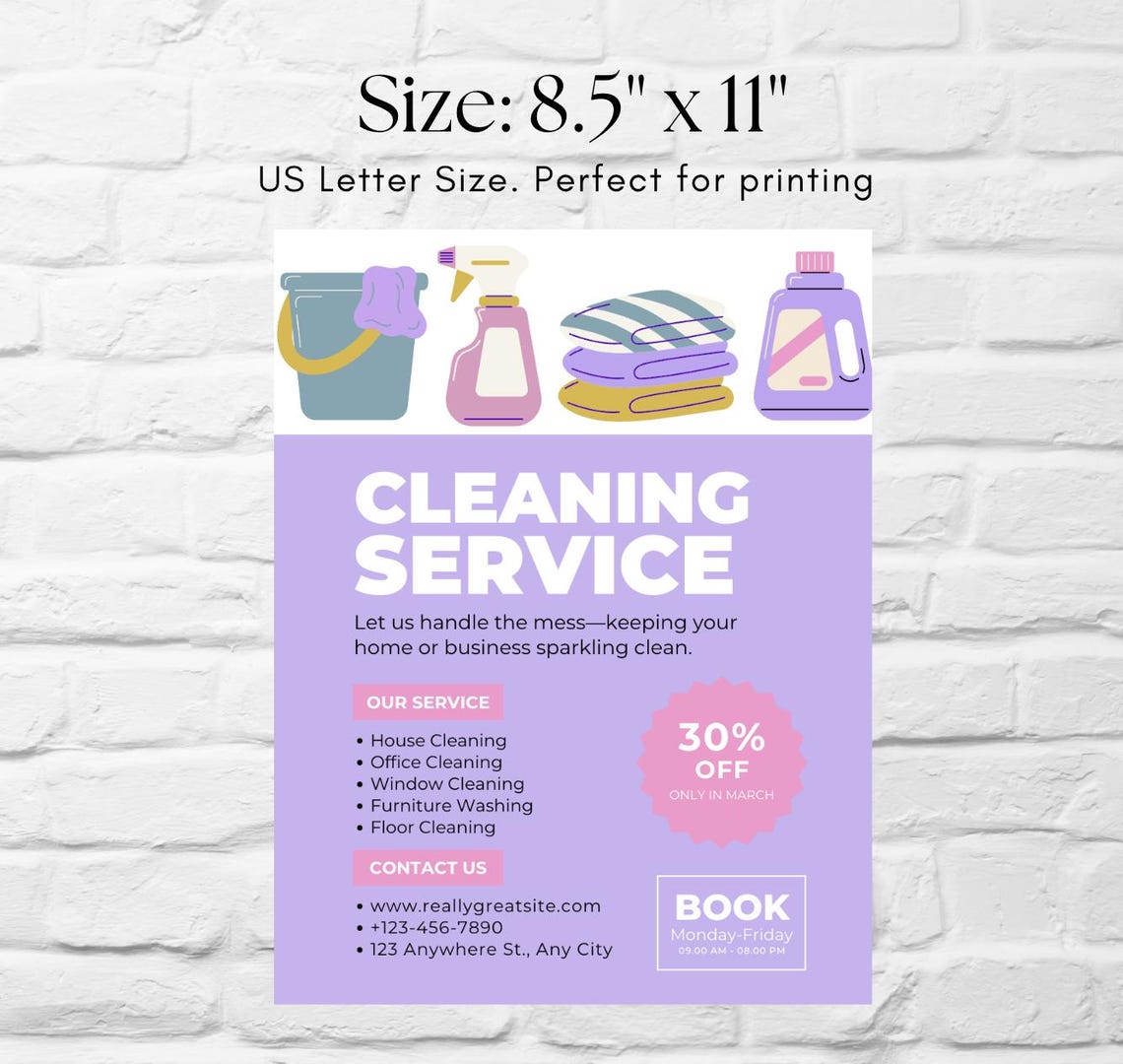 Cleaning Service Flyer Template, Editable Cleaners Offer, House ...