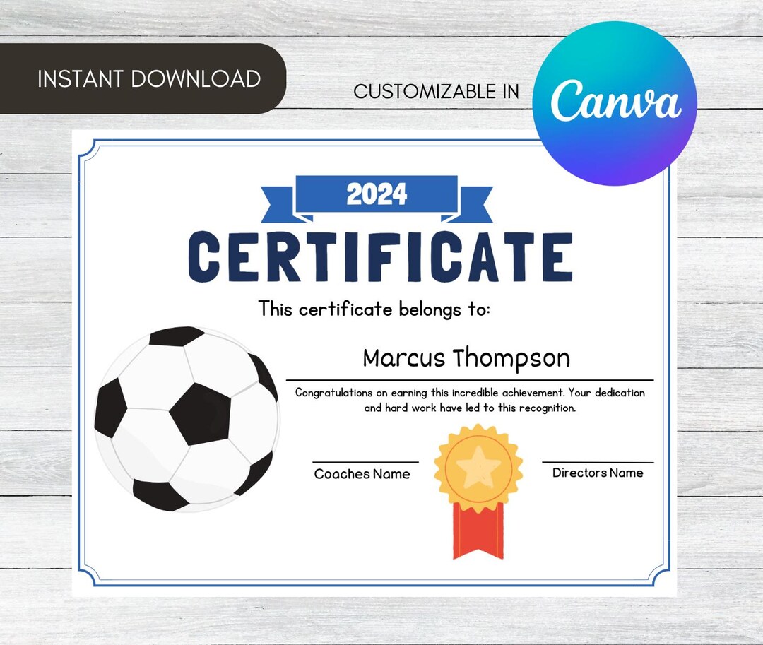 Sports Certificate Template, Editable Diploma, Custom Sport Certificate ...