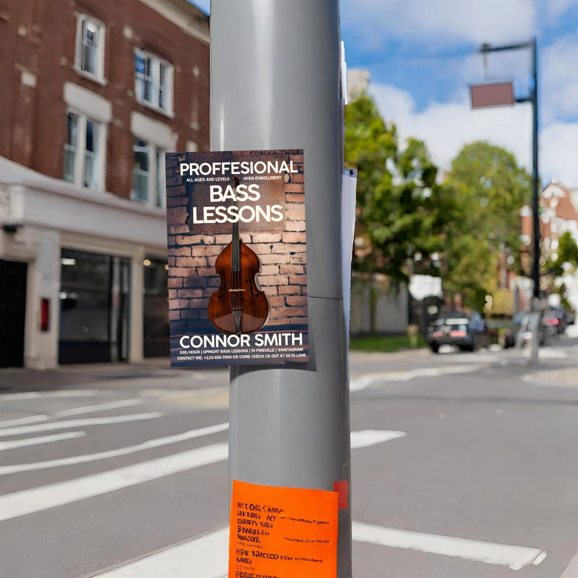 Bass Lesson Flyer Template, Editable Bass Lesson Offer, Teaching ...