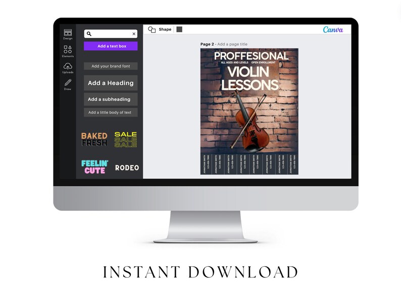 Violin Lesson Flyer Template, Tear-off Tabs, Editable Violinist Lesson ...