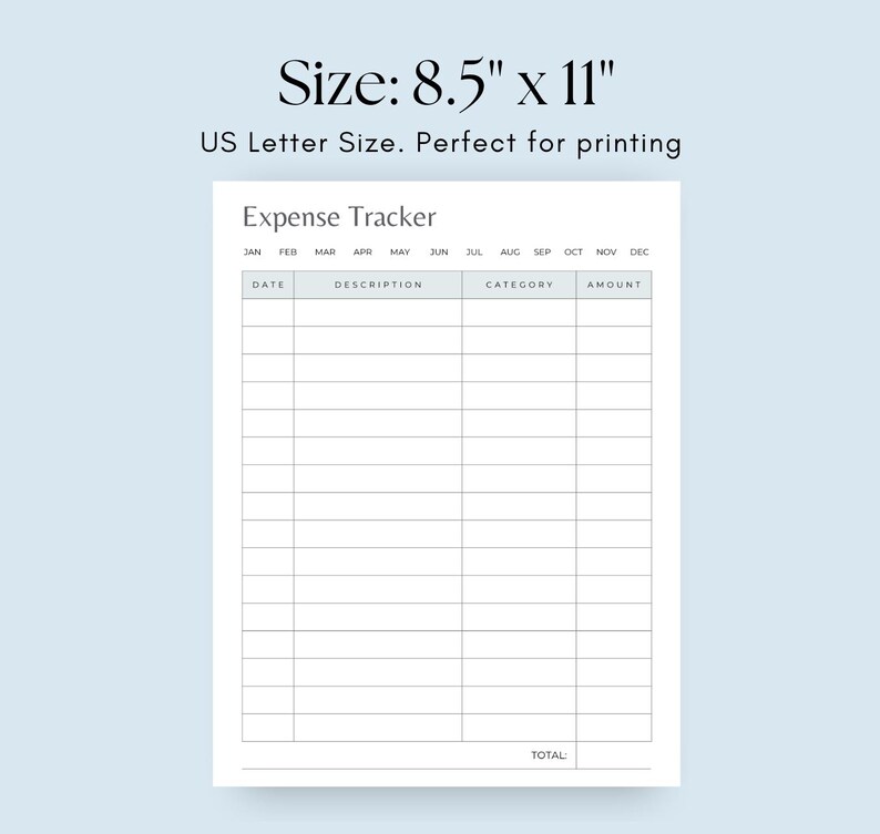 Expense Tracker Printable Template, Editable Financial Spending Log ...