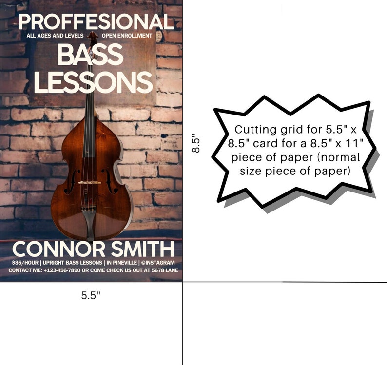 Bass Lesson Flyer Template, Editable Bass Lesson Offer, Teaching ...