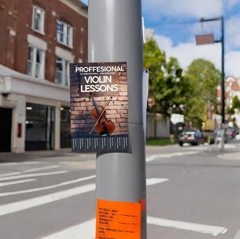 Violin Lesson Flyer Template, Tear-off Tabs, Editable Violinist Lesson ...