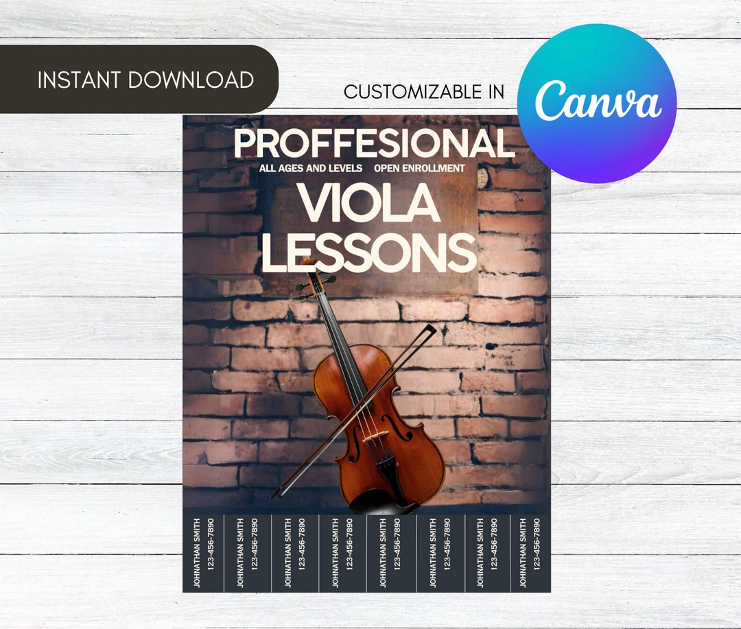 Viola Lesson Flyer Template, Tear-off Tabs, Editable Violist Lesson ...