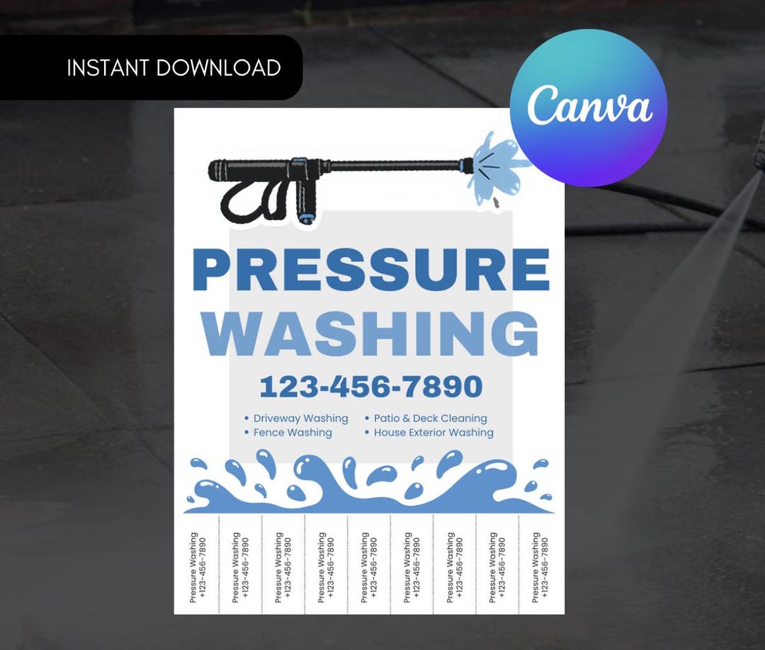 Pressure Washing Service Flyer Template, Editable, Washers Ad, Pull ...