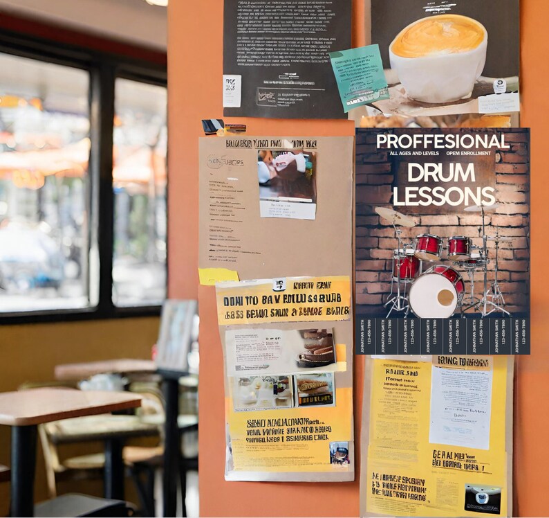 Drum Lesson Flyer Template, Tear-off Tabs, Editable Drumming Lesson Offer, Teaching Drums Pull ...