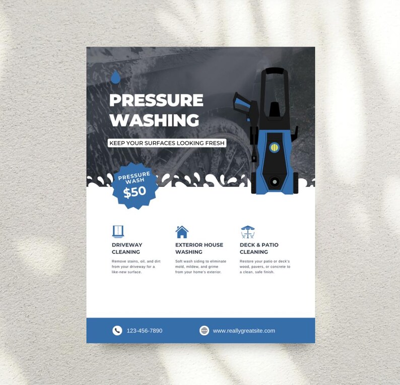 Pressure Washing Service Flyer Template, Editable Power Wash Info ...