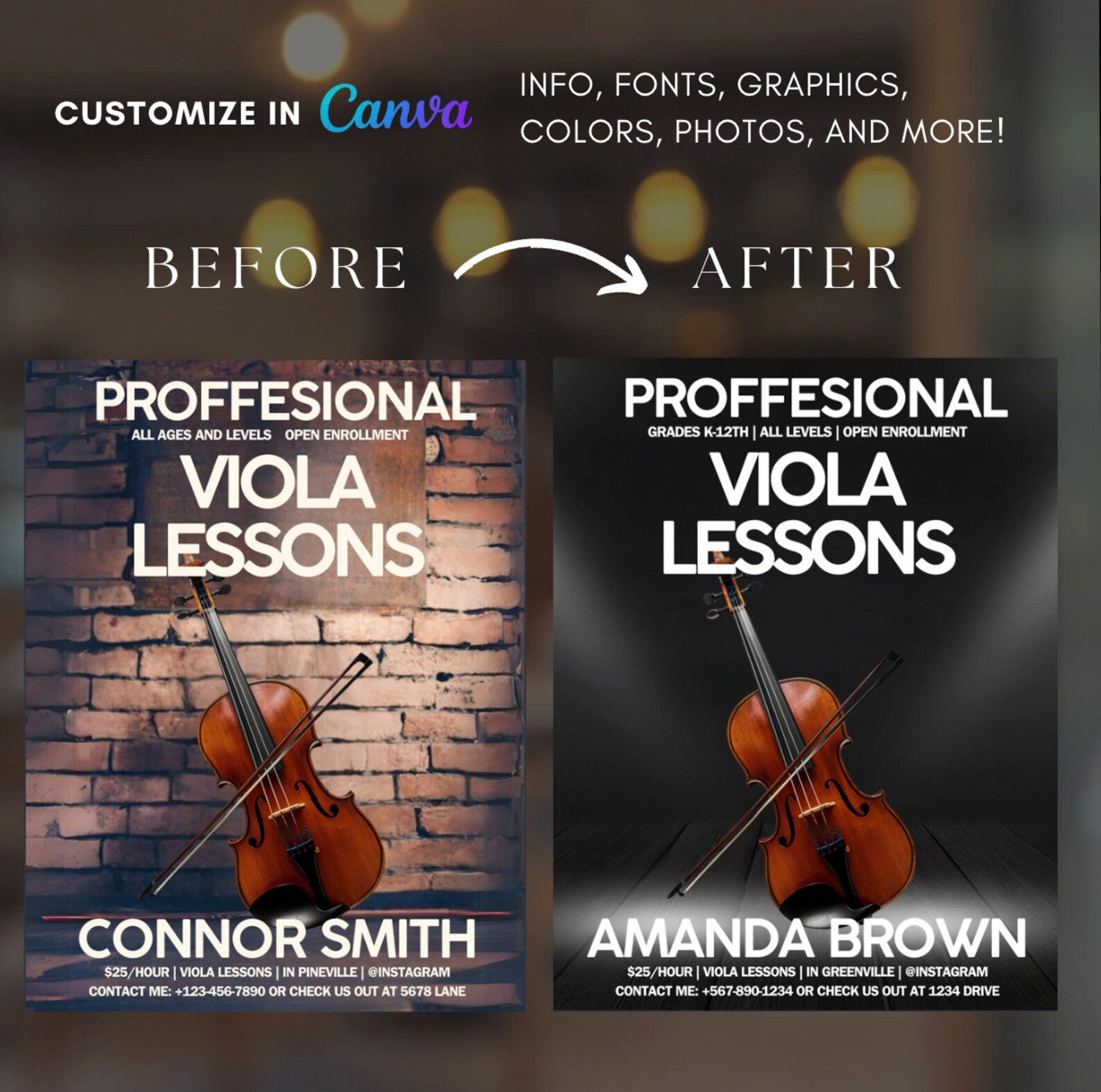 Viola Lesson Flyer Template, Editable Lesson Offer, Teaching Viola ...