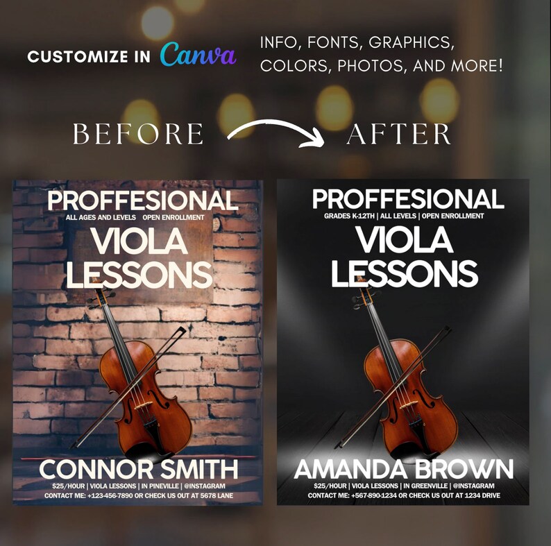 Viola Lesson Flyer Template, Editable Lesson Offer, Teaching Viola ...