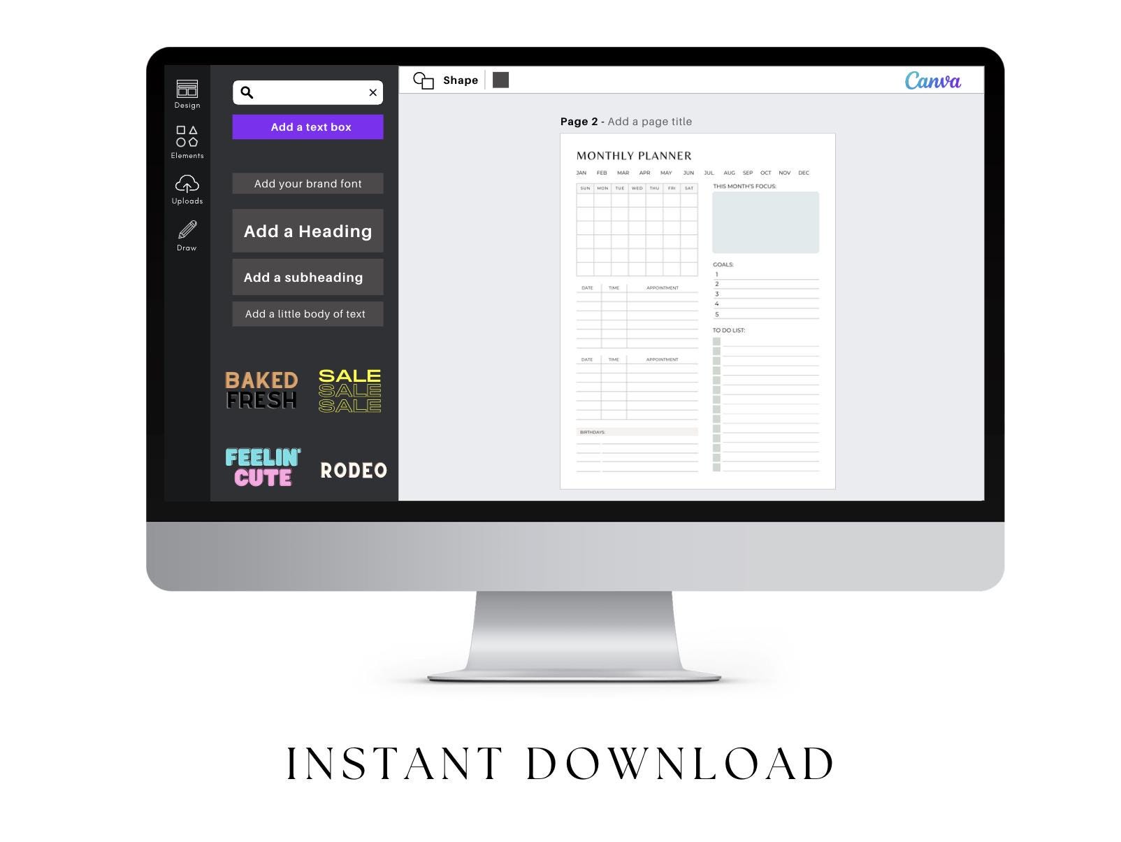 Monthly Planner Printable Template, Editable Month Plan, Minimalistic ...