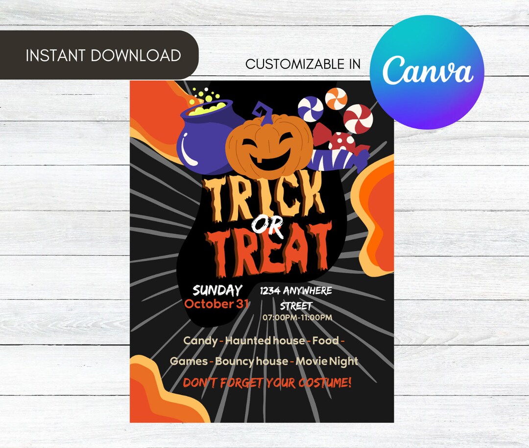 Halloween Event Flyer Template, Trunk or Treat Flyer Invitation ...