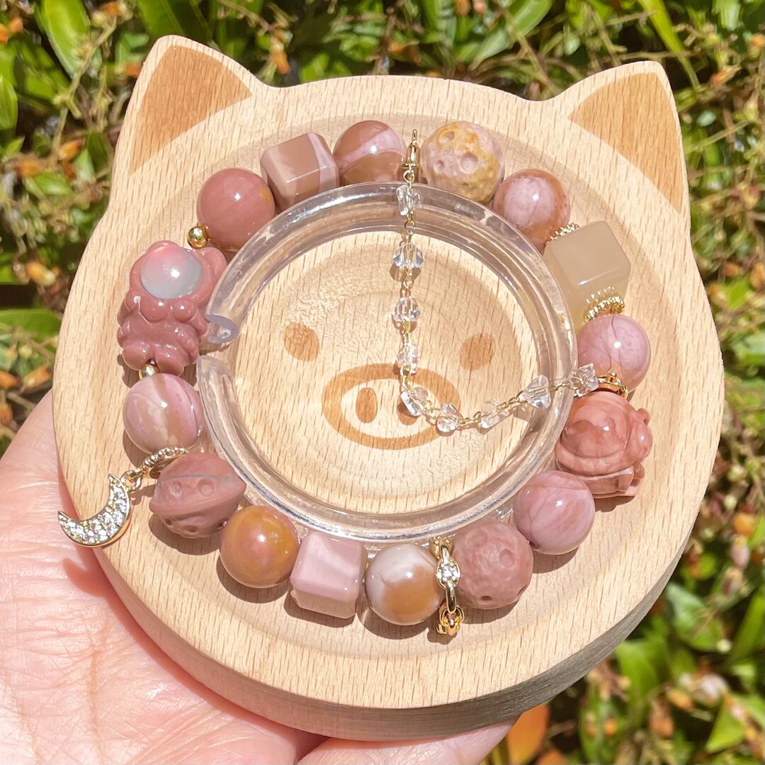 Bunny Astronaut /alashan Agate Bracelet/ Natural Gemstone Bracelets ...