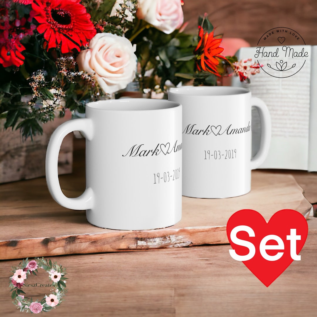 Custom Couple Mugs | Personalized Wedding Mugs | Custom Name Wedding ...