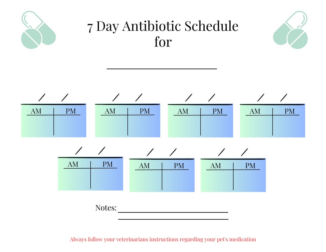 Printable Antibiotic Schedule Bundle, Pet Sitter, Pet Care - Etsy