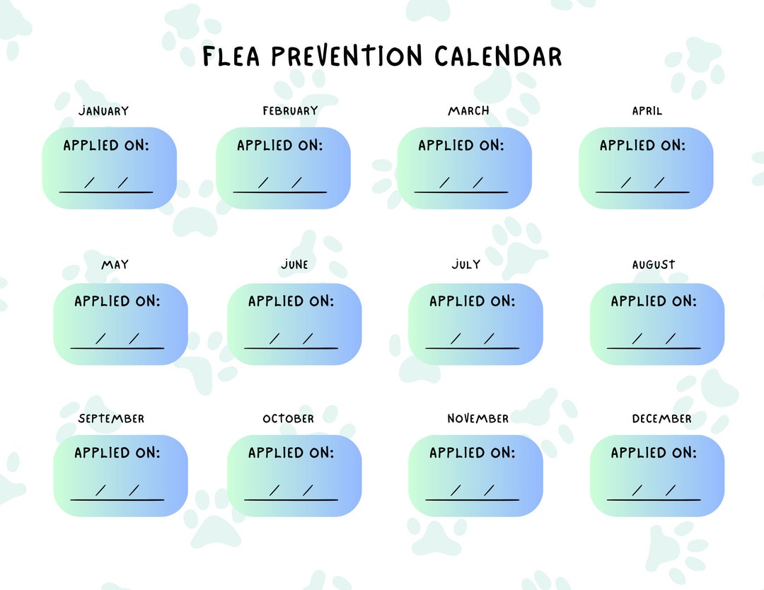 Printable Flea Prevention Calendar - Etsy
