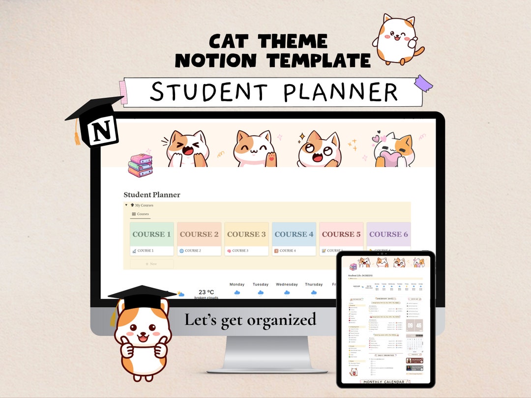 Notion Template Student Planner | Notion Academic Planner, School ...