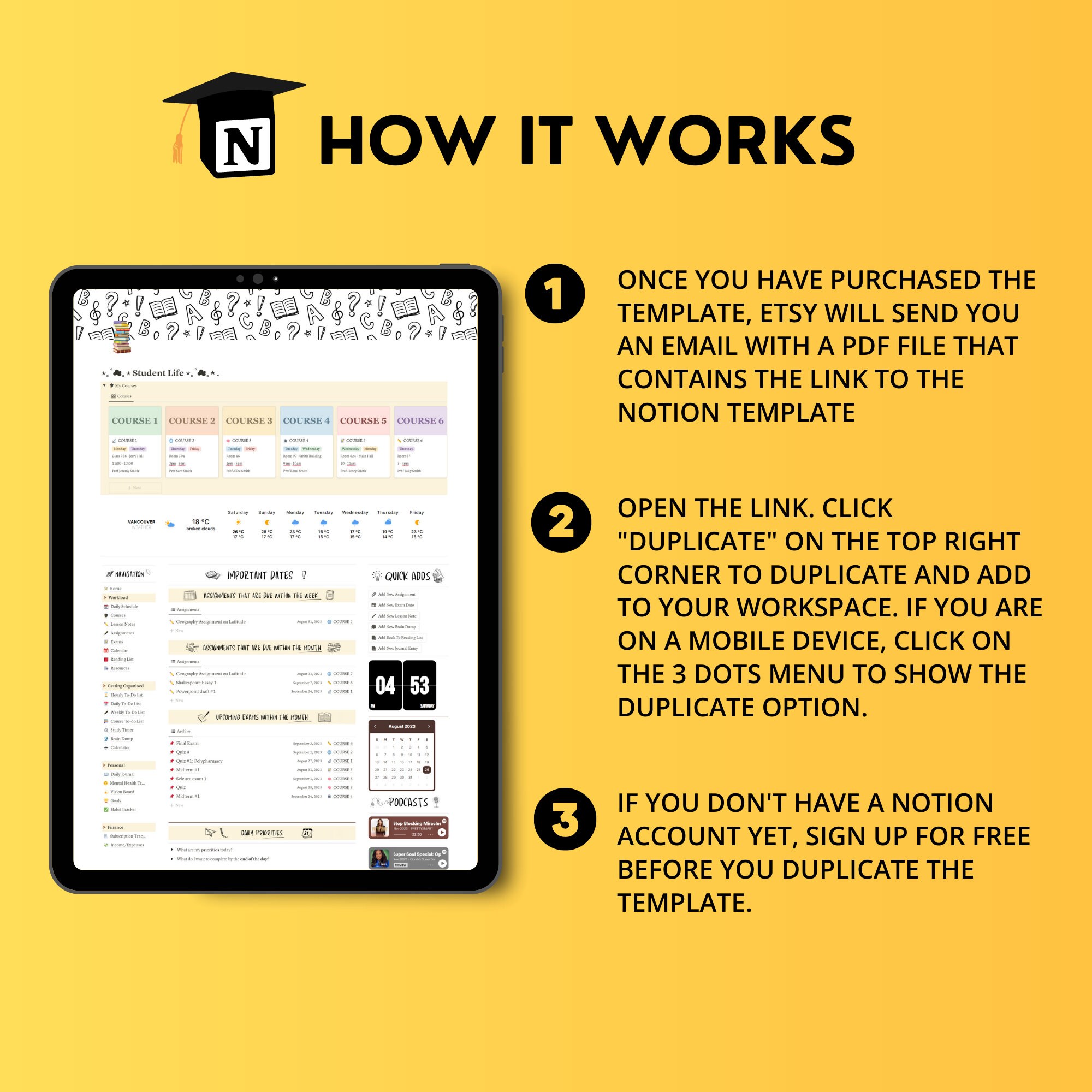 PLR Student Planner Notion Template | PLR Notion Template for Students | Plr Notion Template ...