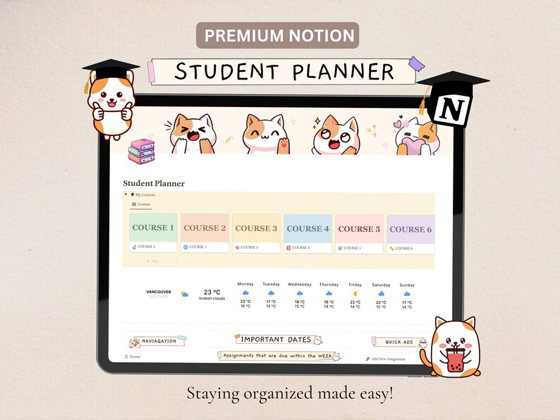 Notion Template Student Planner | Notion Academic Planner, School ...