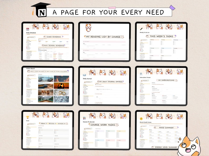 Notion Template Student Planner | Notion Academic Planner, School ...